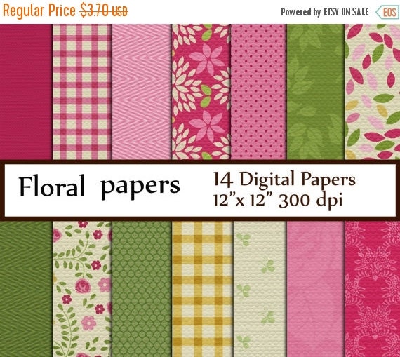 40%OFF Floral digital paper: FLORAL PAPER Floral by ChiliPapers