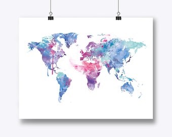 Black and White Map Art World Map Wall Art Home Office Decor