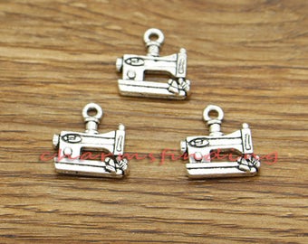 10 pieces Sewing Machine Charm Silver Tone Sewing Machine