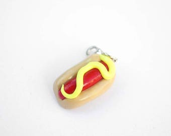 Classic Hotdog Charm Polymer Clay Hot Dog Miniature Food