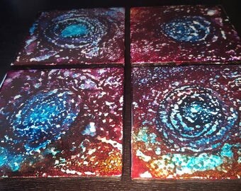 Alcohol ink coasters | Etsy