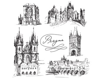 Prague drawing | Etsy