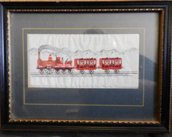Train embroidery | Etsy
