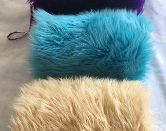Multi colored hand muff faux fur weddings Since by saaridesign