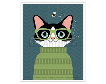 Cat wearing glasses | Etsy