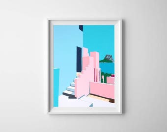 Poster 'Seaside Village Layered PaperCut