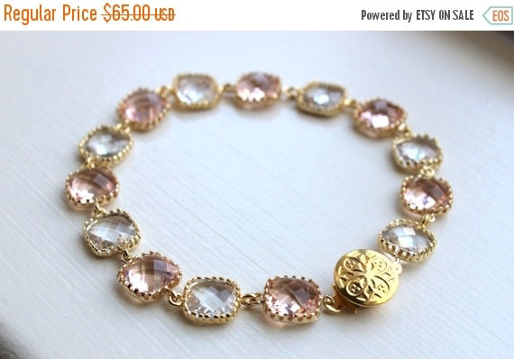 20% SALE Blush Champagne Crystal Bracelet Gold Plated by laalee