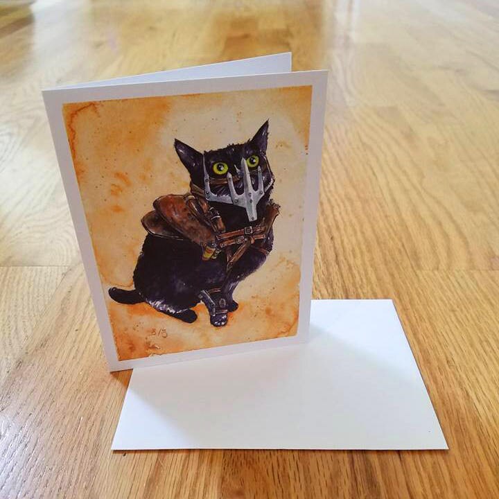 Mad Diesel: Fine Art Watercolour Black Cat Mad Max Print