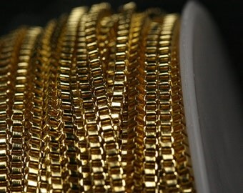 Gold Square chain 1 mm Cube chain Box Chain wholesale necklace