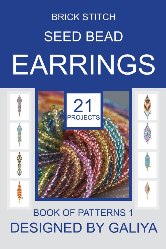 Brick stitch seed bead earrings. Book of patterns by GaliyaDesign
