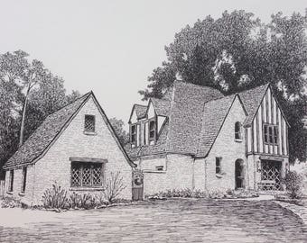 Custom house drawing | Etsy