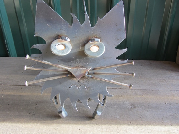 Recycled metal cat by AdamsCraftyCreations on Etsy