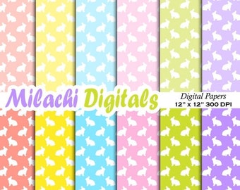 Items similar to Cute Easter digital paper Easter scrapbook paper Bunny ...