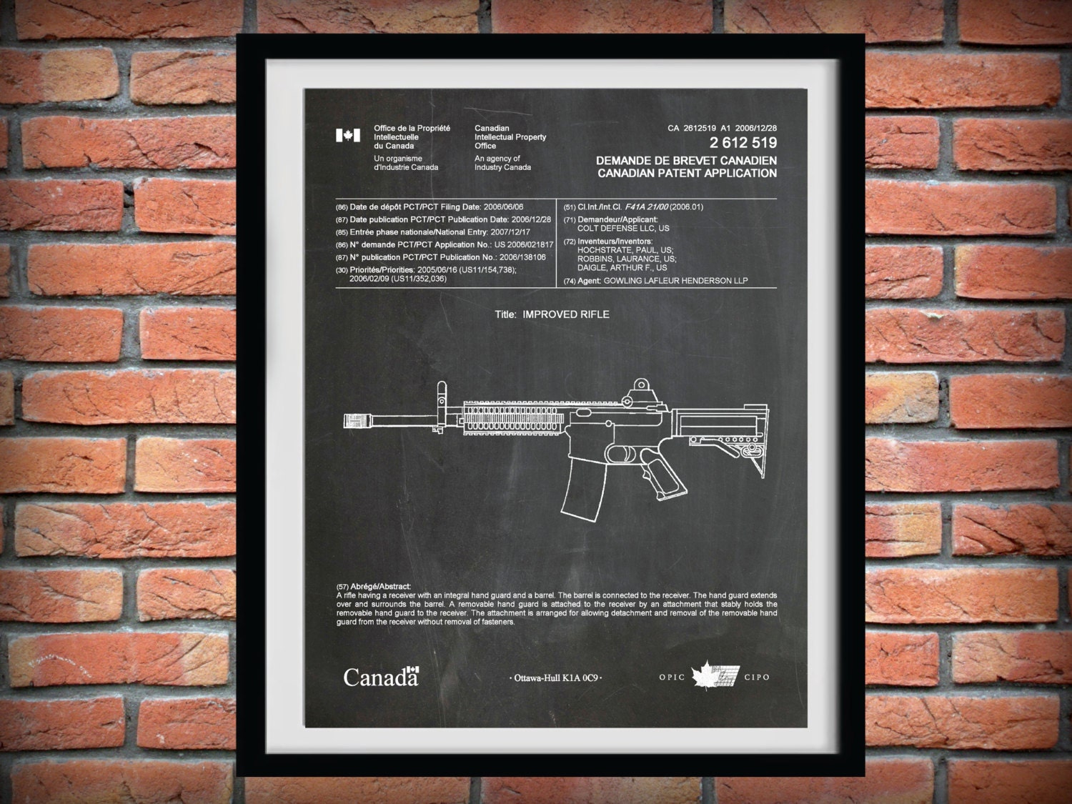 2006 Colt C7 Rifle Patent Print - Canadian Patent - Semi-Automatic ...