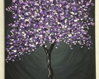 Purple tree painting | Etsy