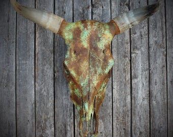 Decorated cow skull | Etsy