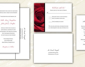 Red rose invitation | Etsy