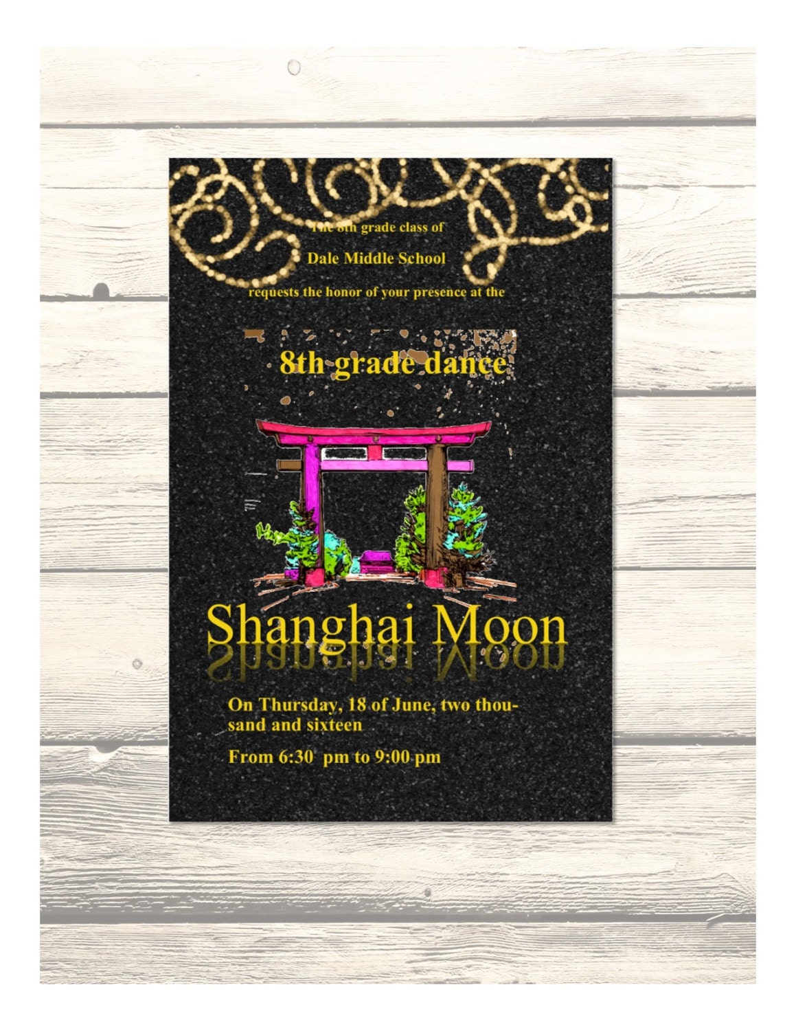 Shanghai Moon School Dance/Prom Invitation/Homecoming/Card
