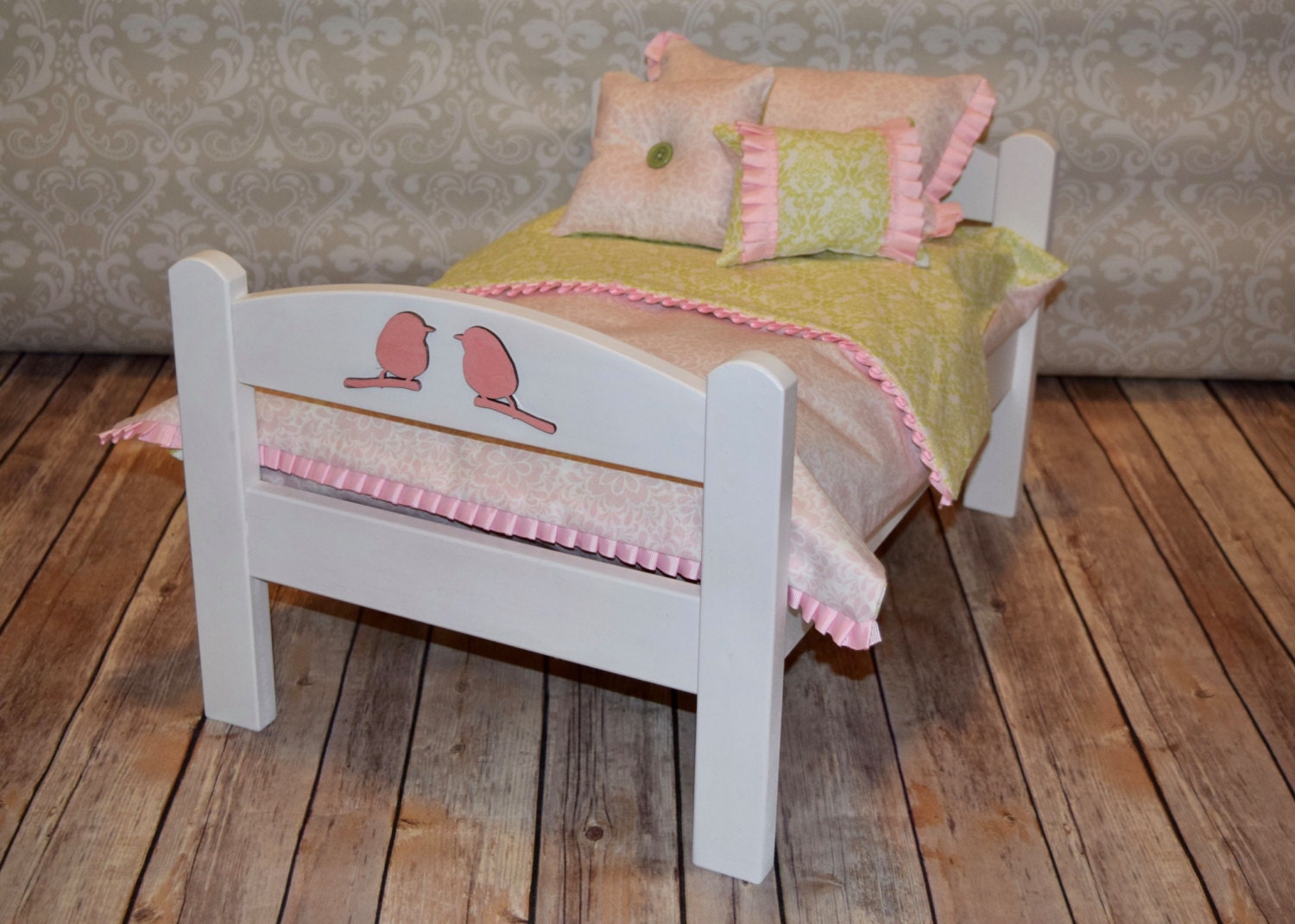 American Girl Doll Bed Pink And Green