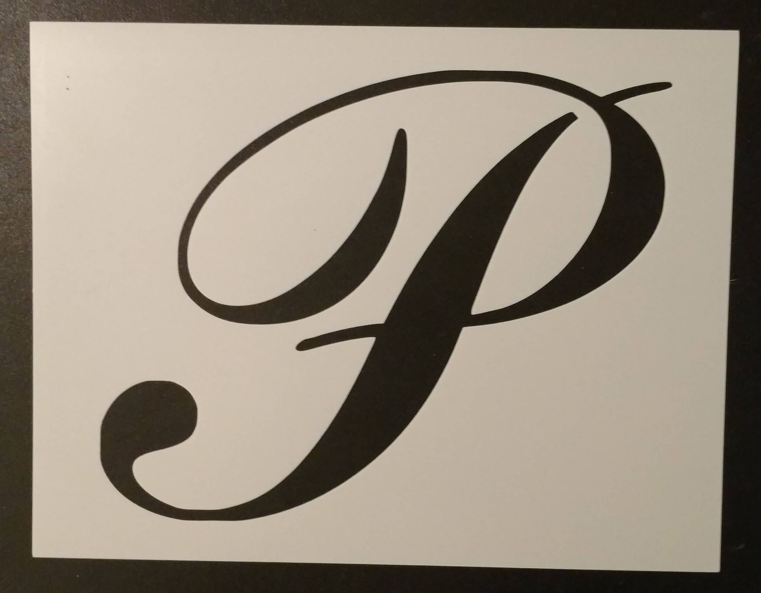 Large Big Script Cursive Letter P Custom Stencil FAST FREE