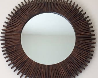 Wood sunburst mirror | Etsy