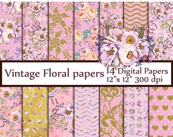 SALE50% Black Floral Digital Paper: FLORAL PAPERS by ChiliPapers