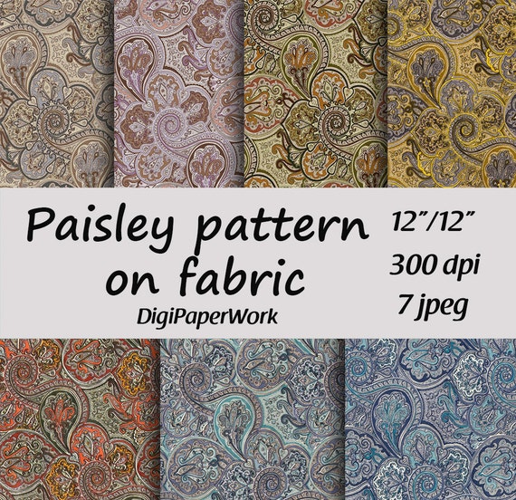 Paisley digital paper fabric Paisley background Instant