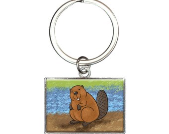 Beaver keychain | Etsy