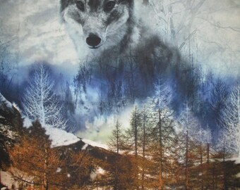 Wolf fabric panel | Etsy