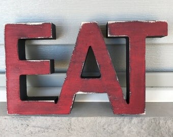 Red eat sign | Etsy