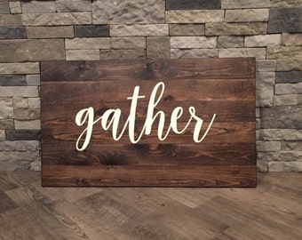 Gather wood sign | Etsy
