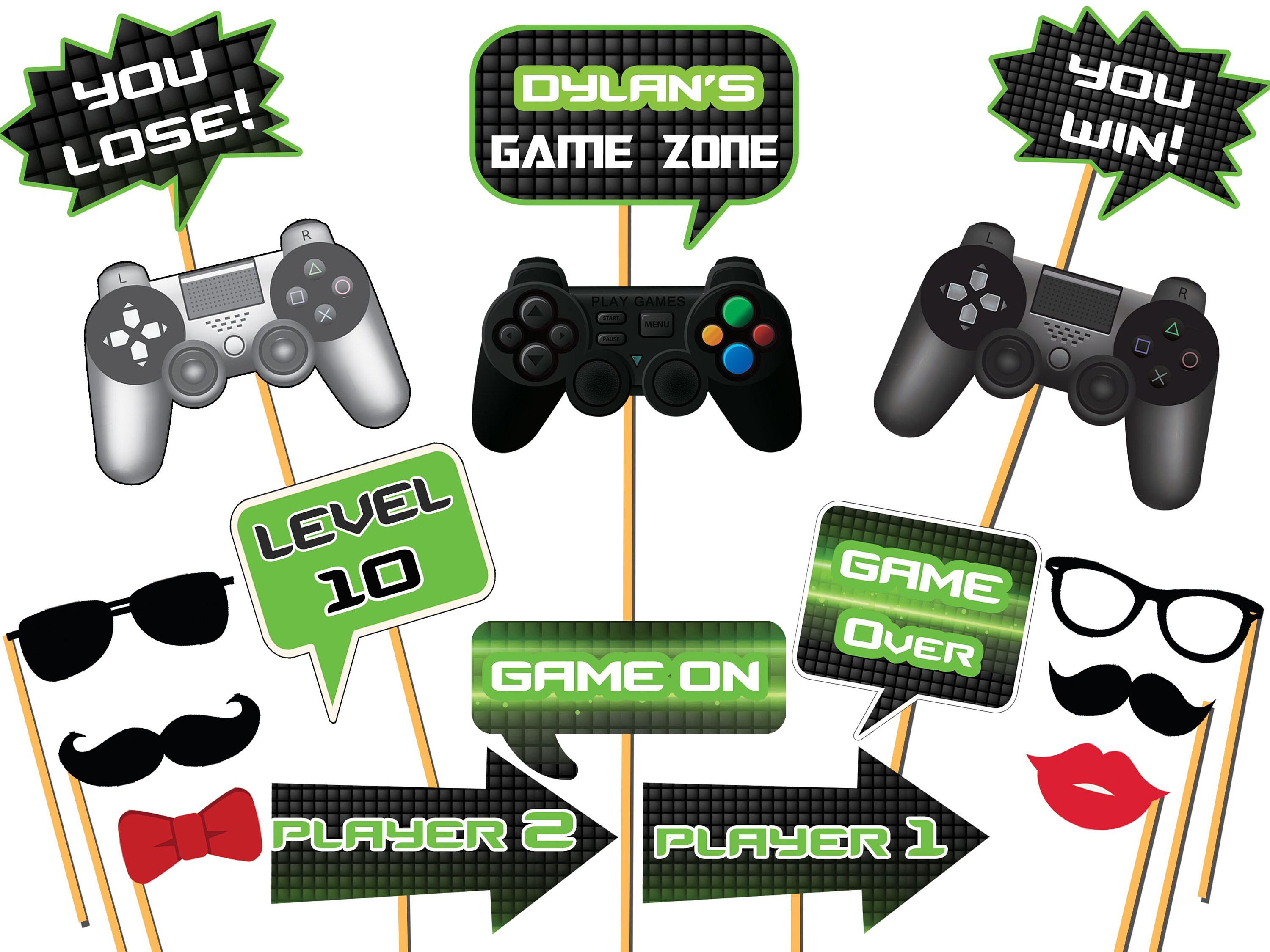 Custom Video Game Photo booth props video game party gaming