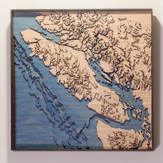 3D Laser Cut Topographic Map of Vancouver Island