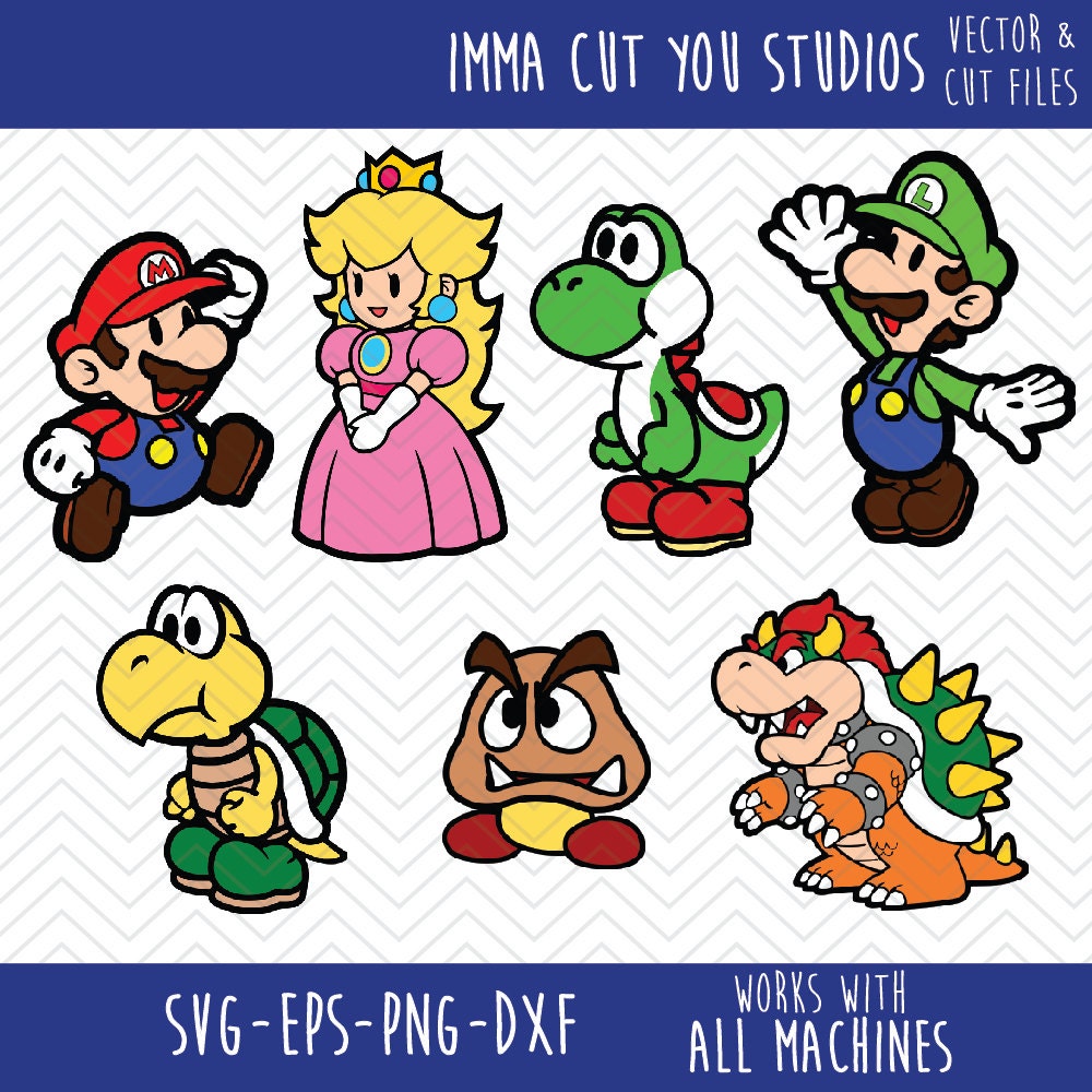 Mario Character Set SVG EPS PNG dfx Cut Files for use