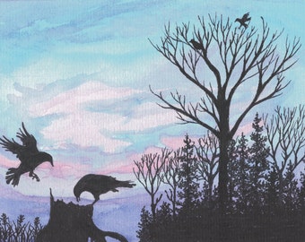 Raven painting | Etsy