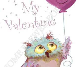Owl valentine card | Etsy