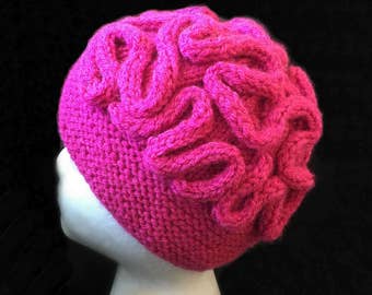 Items similar to Gray Brain Hat - Thinking Cap/Chemo Cap - Hand-Knit ...