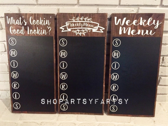 Kitchen Menu Board Weekly Menu Meal Planning by ShopArtsyFartsy