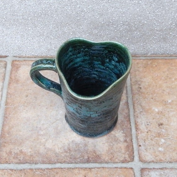 Left handed coffee mug tea cup in stoneware hand by CaractacusPots
