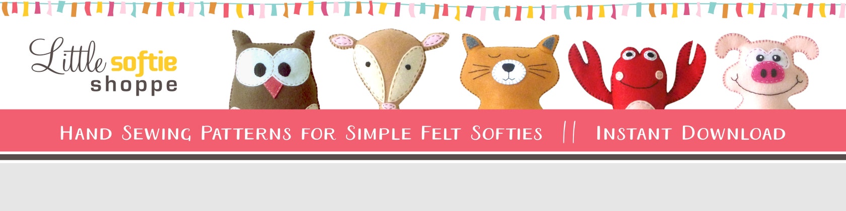 Easy DIY Patterns for Handmade Felt Plushies by LittleSoftieShoppe