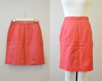 Red leather skirt | Etsy