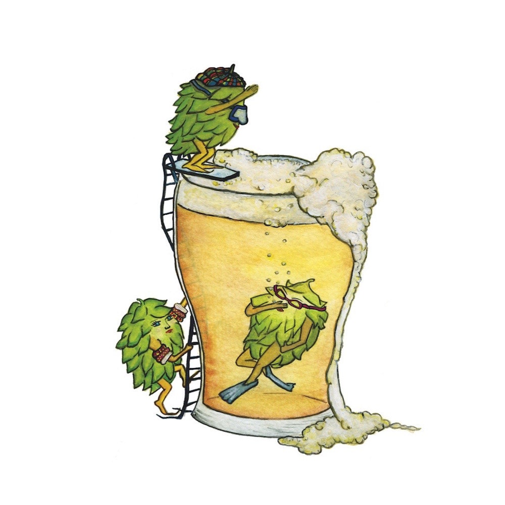 HOP HOPS HOPPING Art Print Portland Beer Brewery ipa