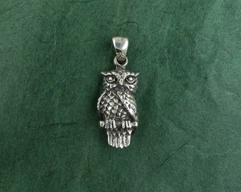 Silver owl necklace | Etsy