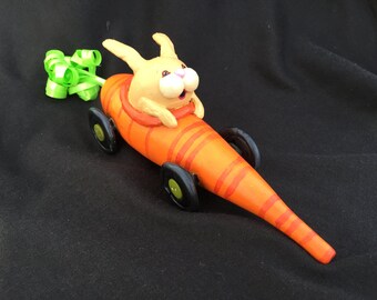 Bunny in carrot car | Etsy
