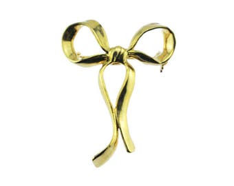 Gold ribbon brooch | Etsy