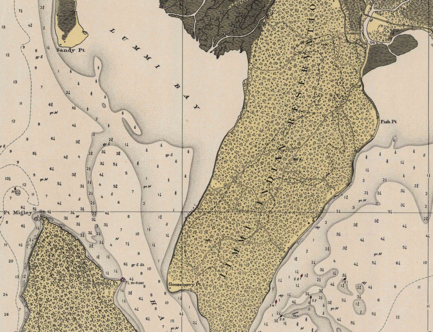 Bellingham Bay 1946 Nautical Map Washington Reprint PC