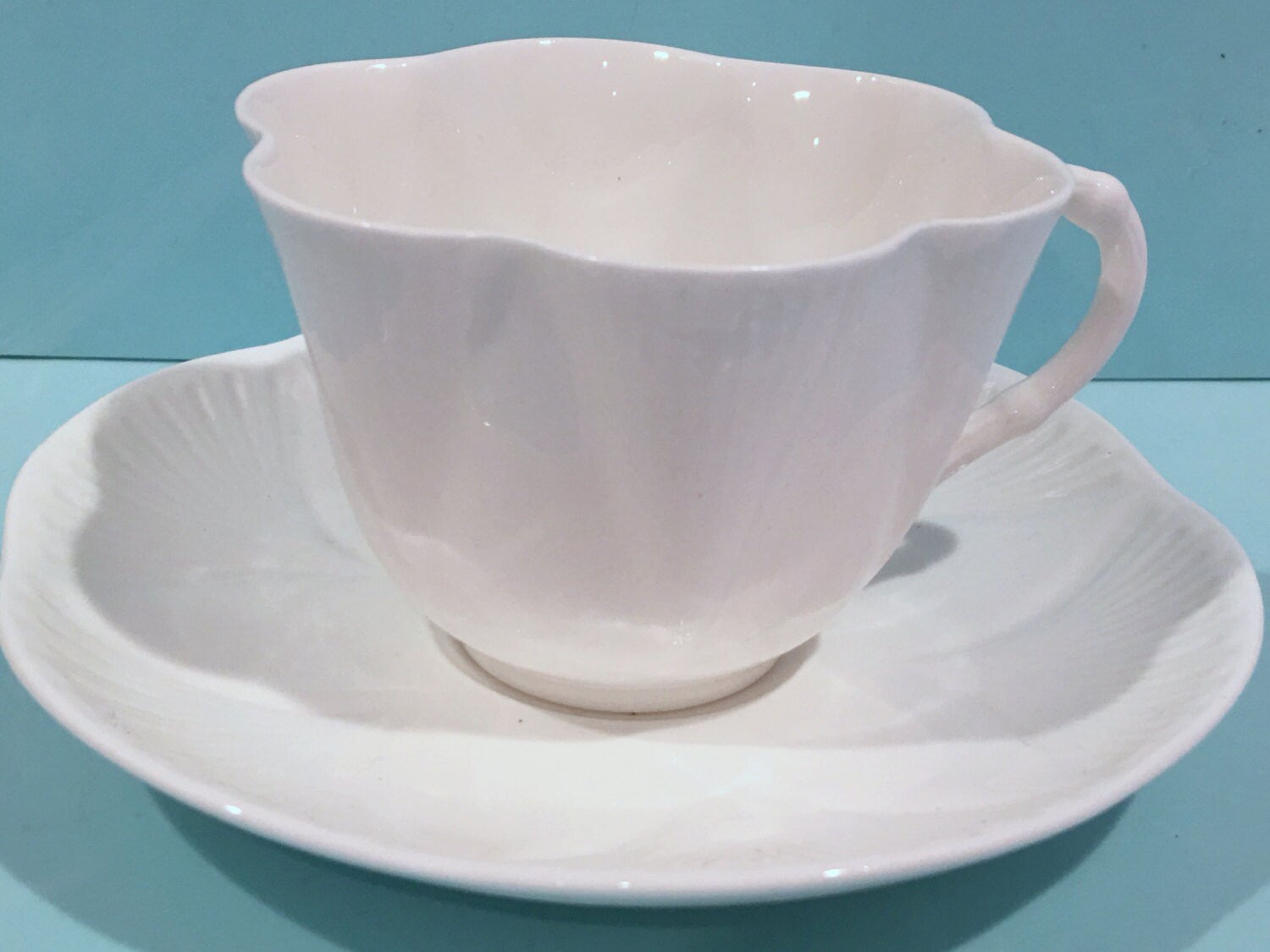 White Shelley Tea Cup and Saucer, Dainty Shape, White Cups, Shelley ...