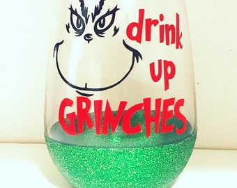 Grinch wine glass | Etsy