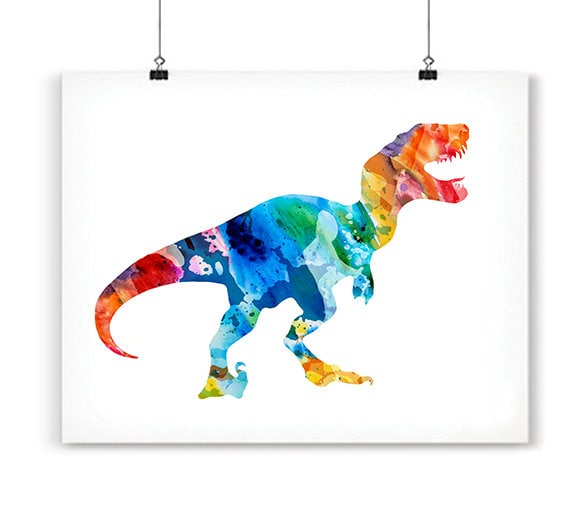 Painted T-Rex Print painting dinosaur art print by Thenobleowl