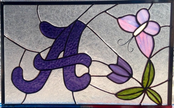 Items similar to Stained Glass Custom Alphabet Letter window with zinc ...